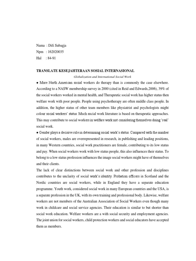 Globalization in International Social Work | PDF | Social Work ...