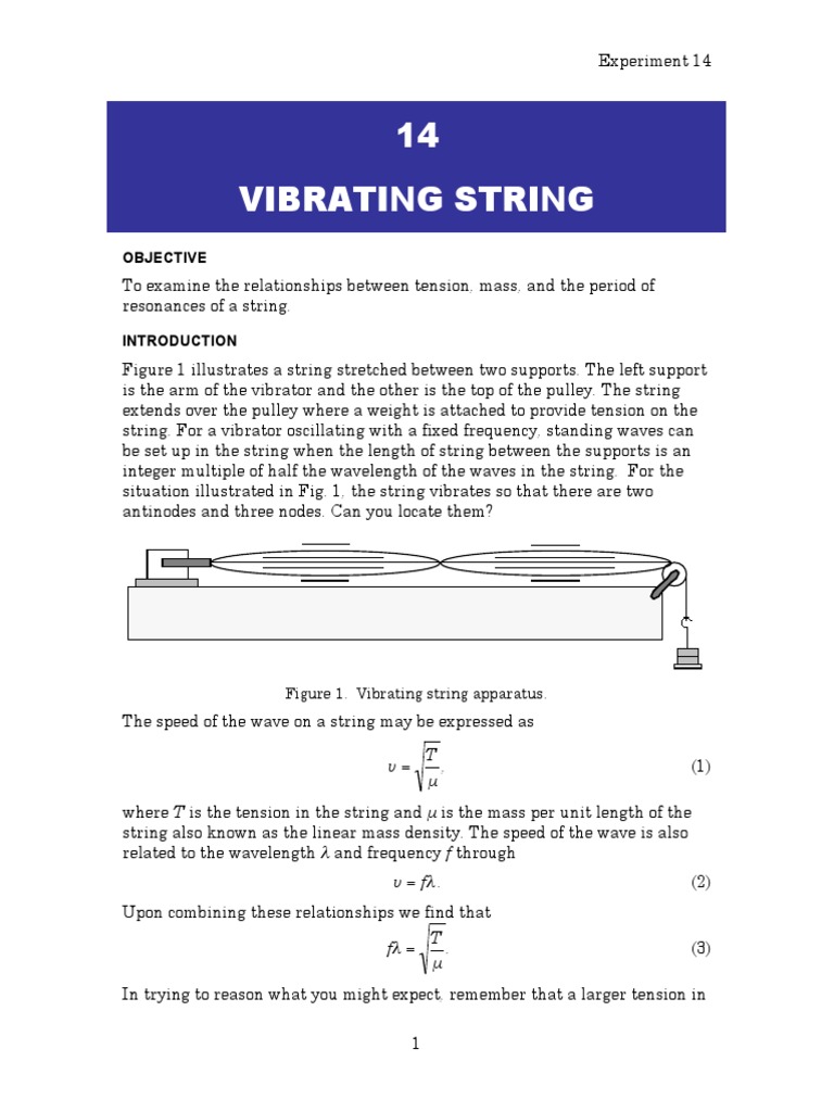 14 Vibrating String: Objective | PDF | Tension (Physics) | Waves