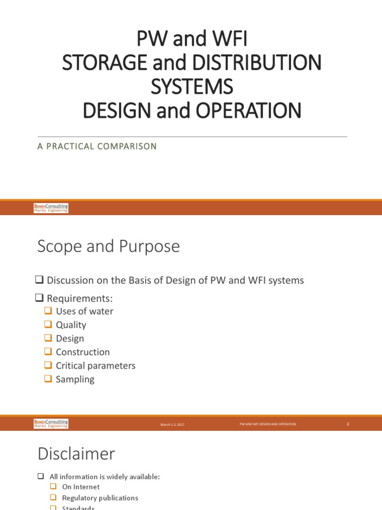 PW and Wfi Storage and Distribution Systems Design and Operation ...