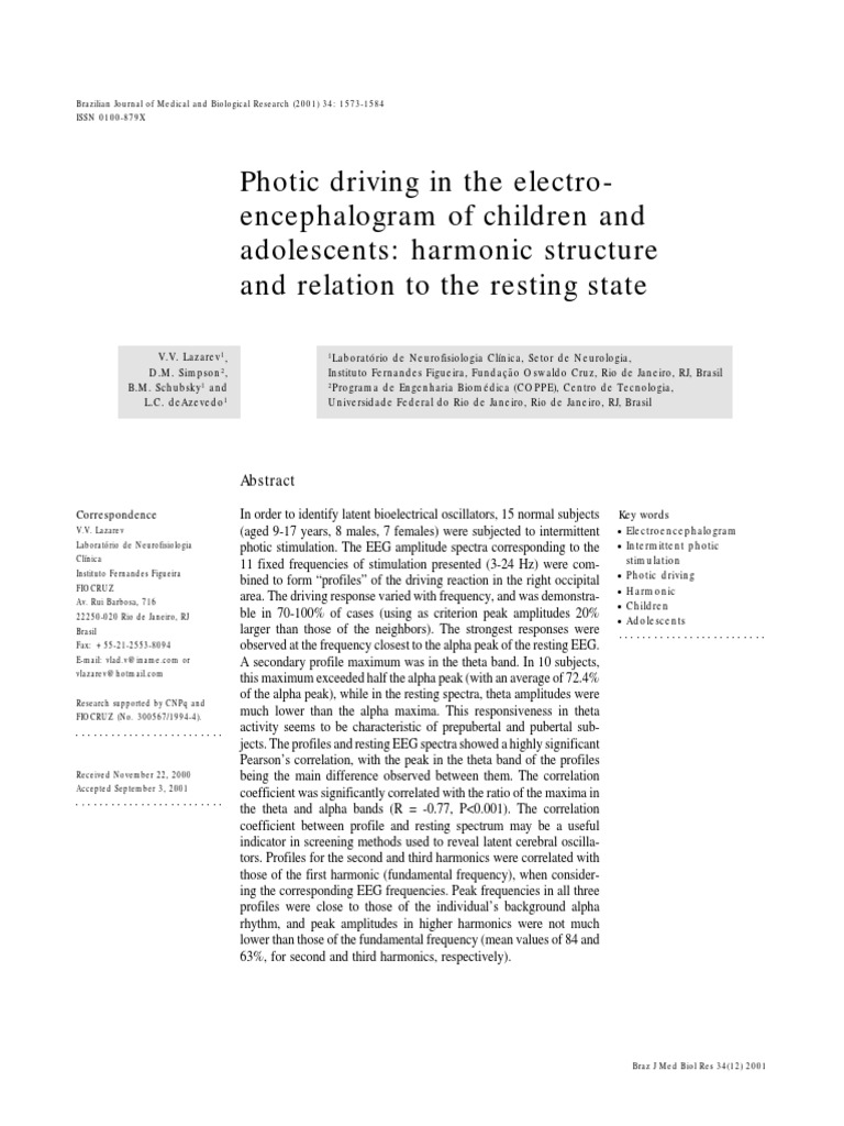 Brazilian Journal The Photic Driving Eeg of Children and Adolescents ...