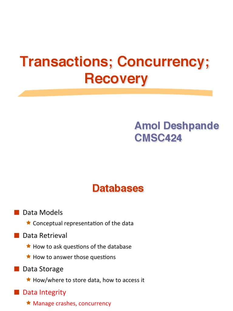 Concurrency Control and Reconvery | PDF | Database Transaction | Computer Data Storage