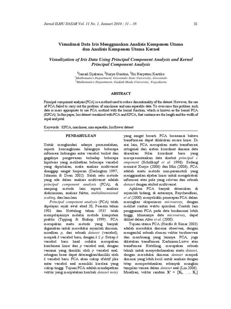 Visualisasi Data Iris Menggunakan Analisis Komponen Utama Dan Analisis Komponen Utama Kernel PDF ...