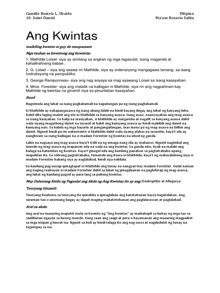 Ang Kwintas | PDF