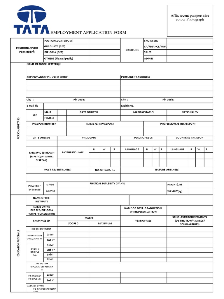 TCS Employment Application Instructions | PDF | Business