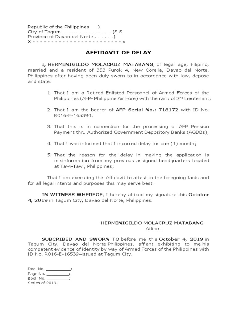 Affidavit of Delay | PDF
