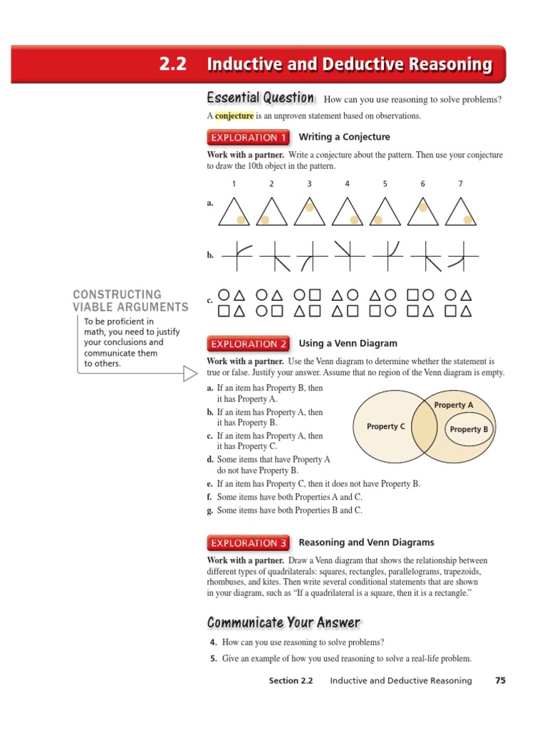 Inductive and Deductive Reasoning 2.2: Essential Question | PDF ...