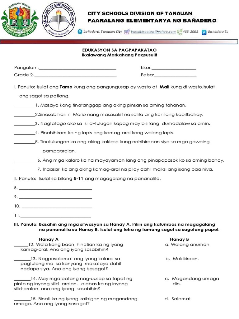 2nd Periodical Test in Grade 2 | PDF