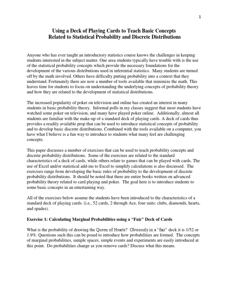 Using A Deck of Playing Cards To Teach Basics Concepts-1 | PDF ...