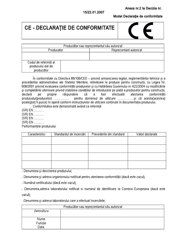 03 Model Declaratie de Conformitate | PDF