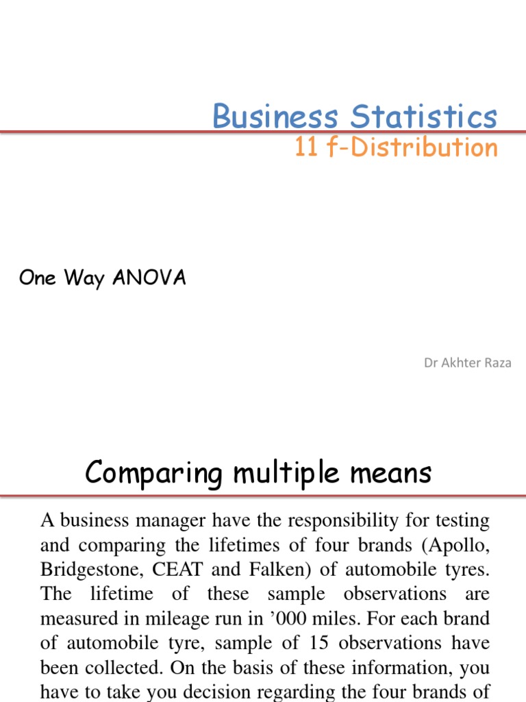11 One Way Anova | PDF | Null Hypothesis | Analysis Of Variance