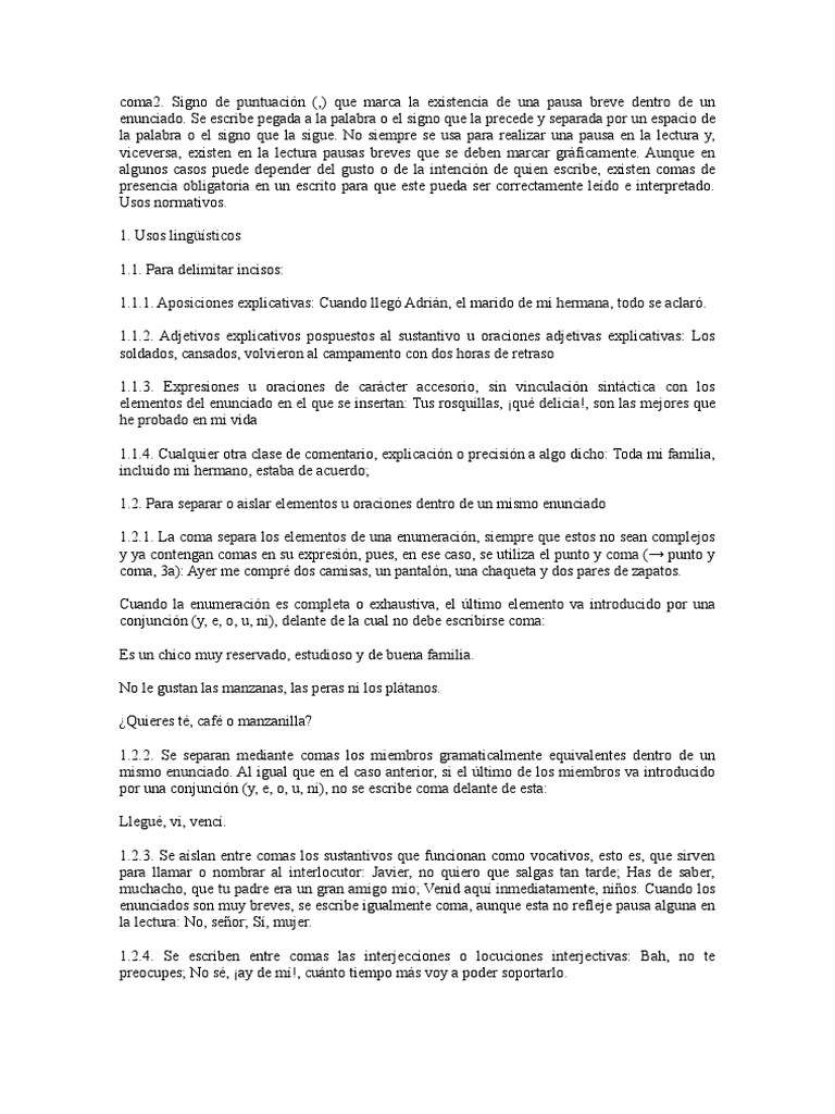 Usos y ejemplos de la coma en español | PDF | Coma | Adverbio
