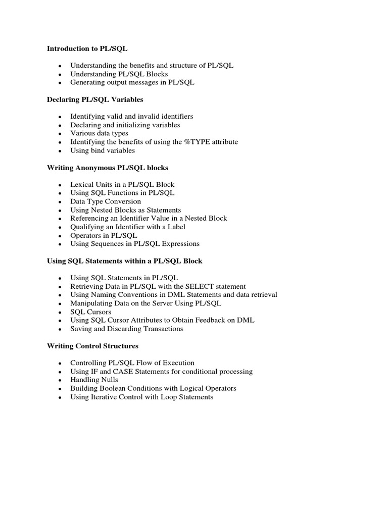 Introduction To PL/SQL | PDF