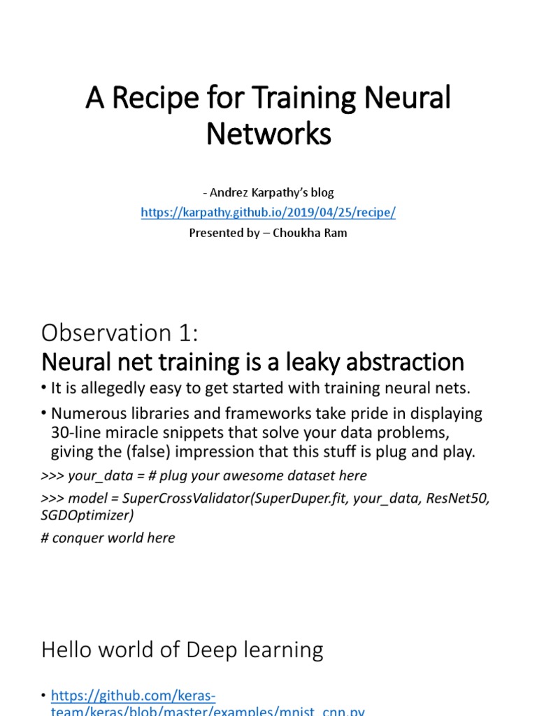 A Recipe For Training Neural Networks | PDF | Artificial Neural Network ...