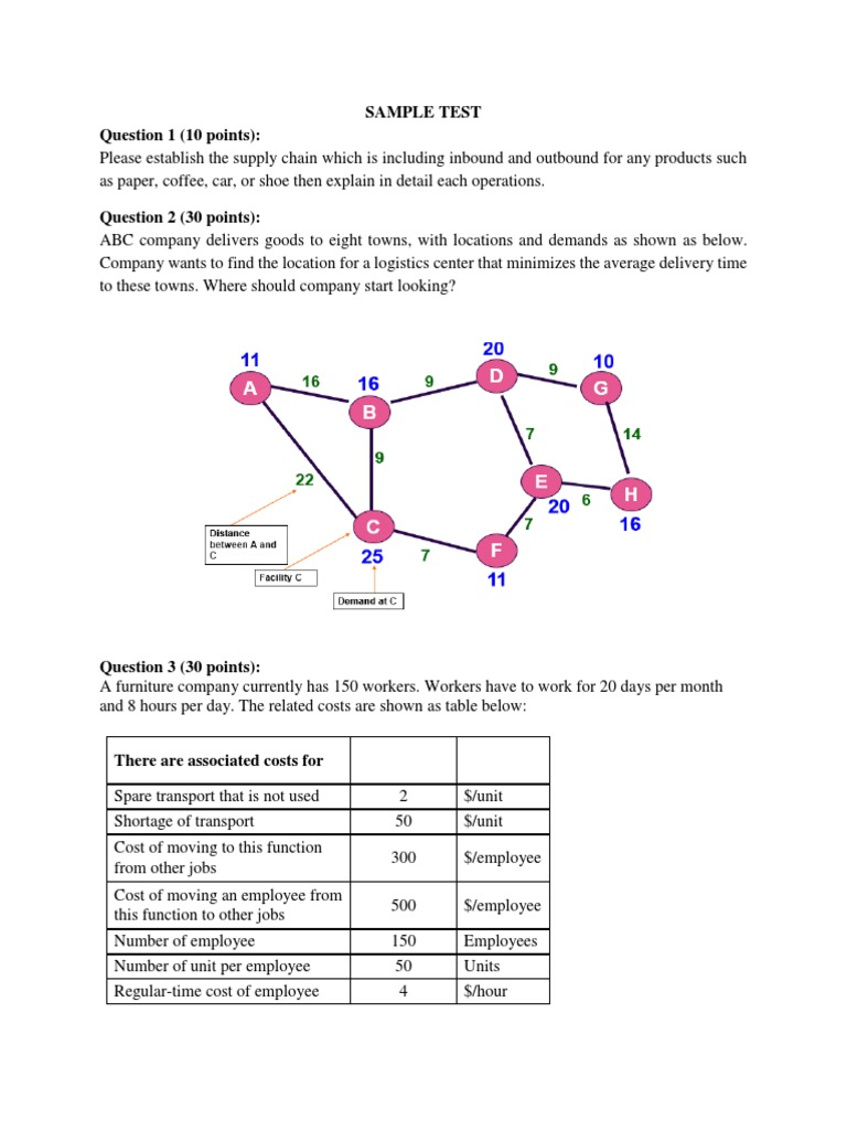 Sample Test Question 1 (10 Points) | PDF | Business Process | Supply ...