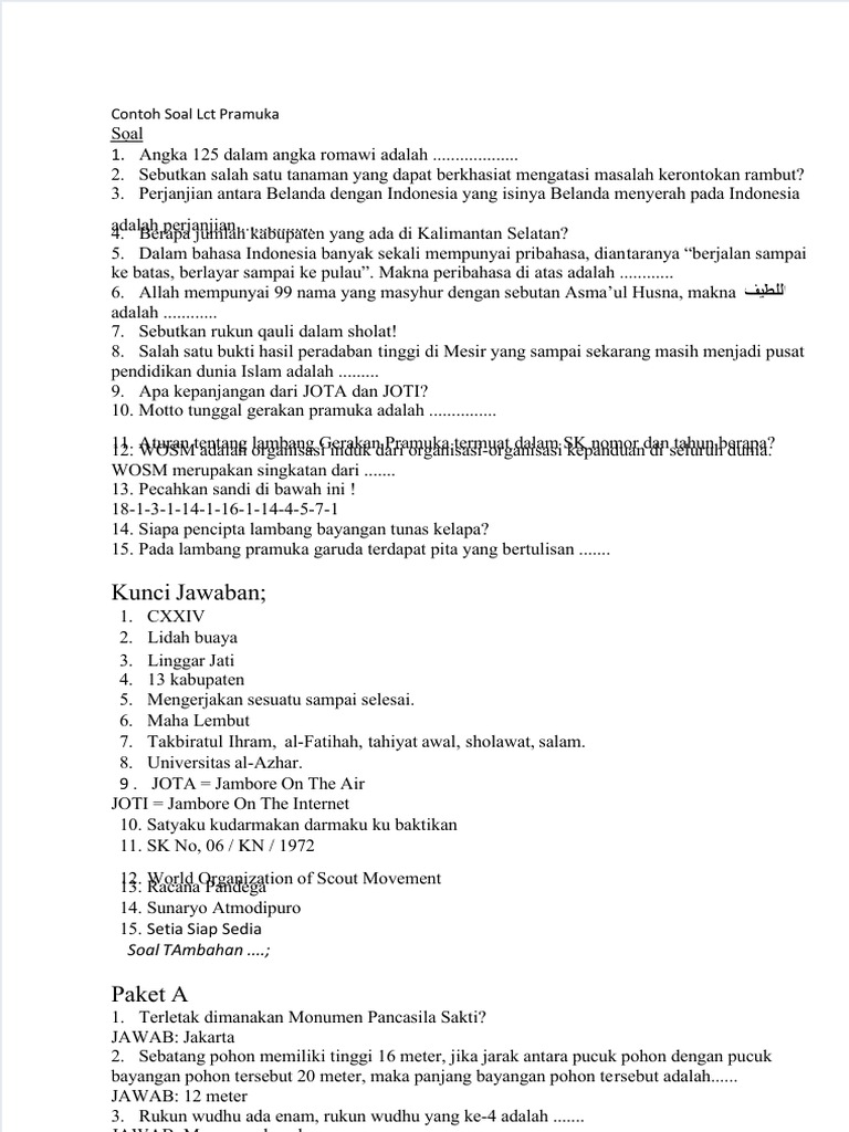 Dokumen - Tips Soal LCT Pramuka 561aa46a09838 | PDF