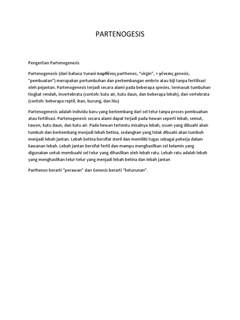 Partenogenesis pada Hewan | PDF