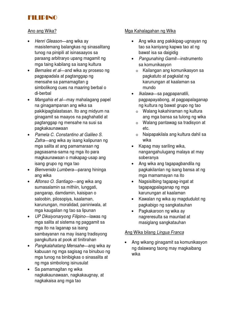 Filipino Wika 1 | PDF