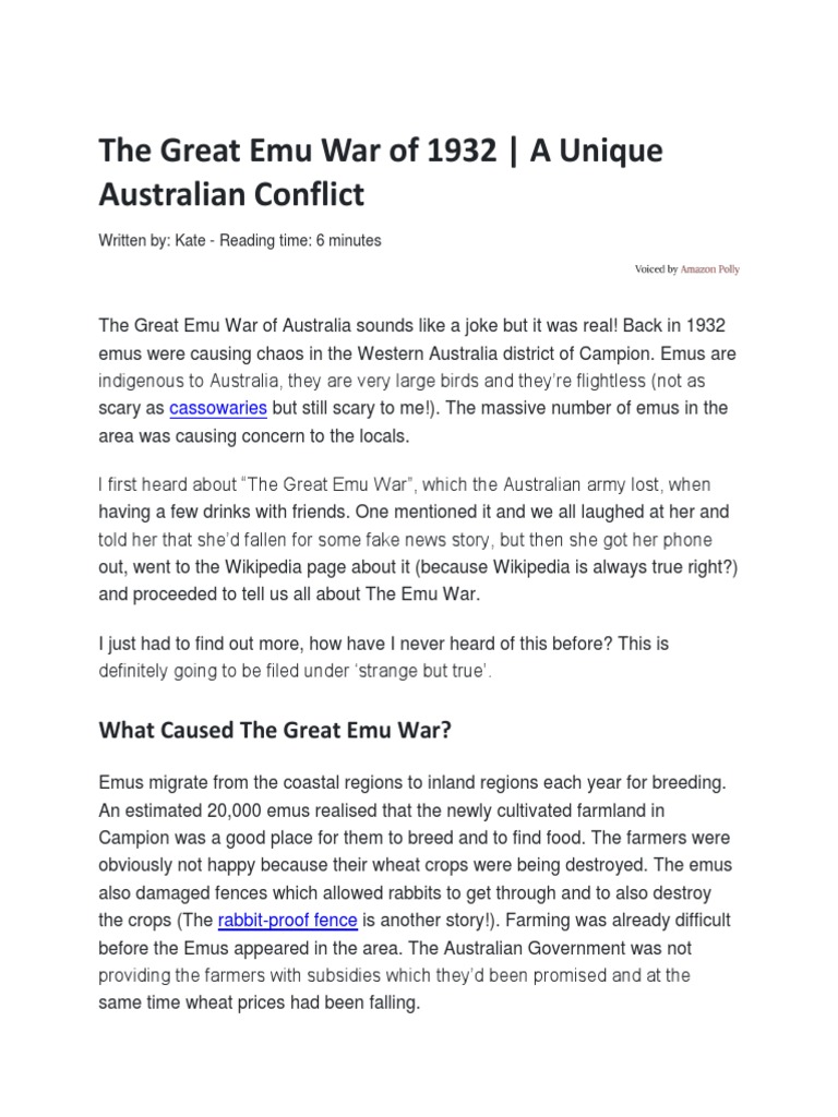 The Great Emu War | PDF | Military | Warfare
