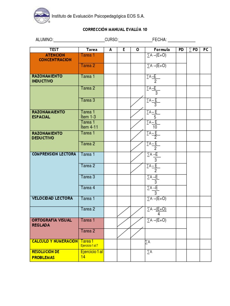 Correccion Evalua 10 | PDF