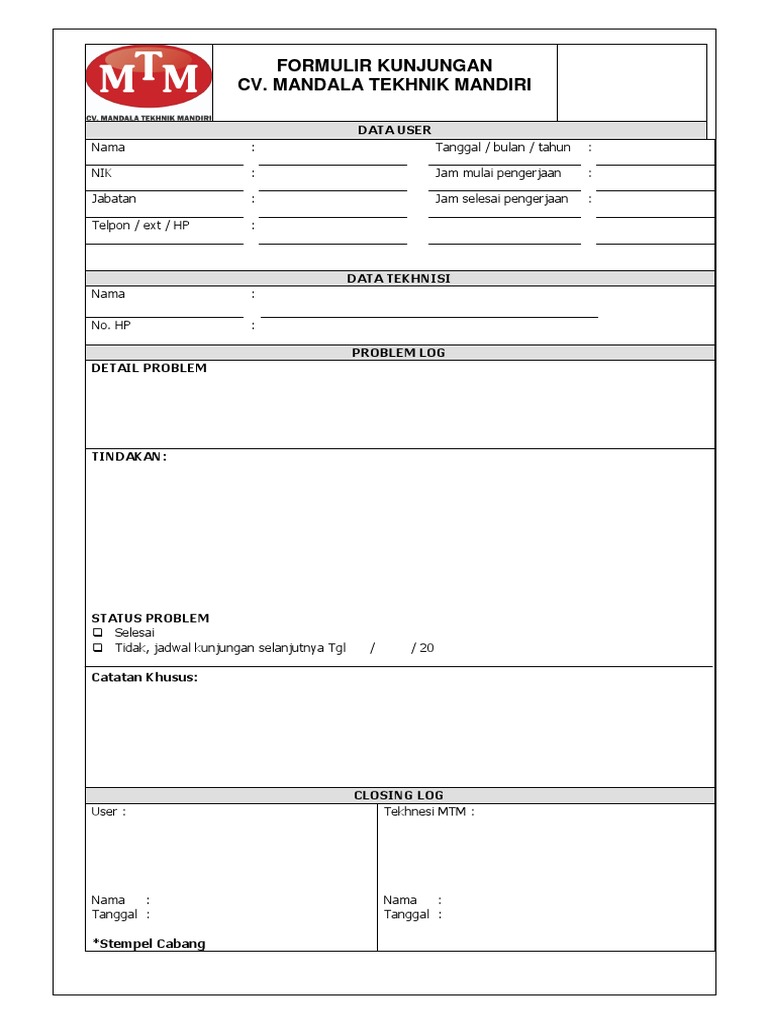 Form Kunjungan | PDF | Komputer