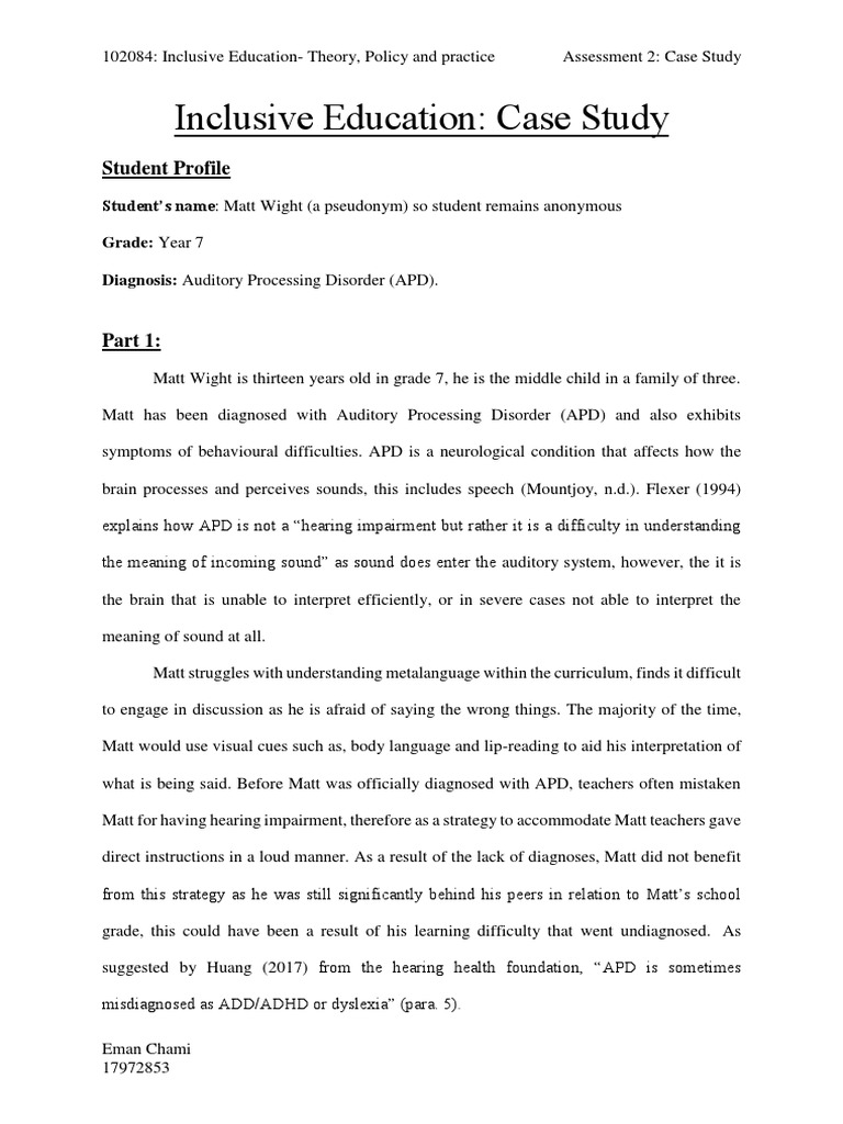 Inclusive Education - Case Study | PDF | Inclusion (Education) | Teachers