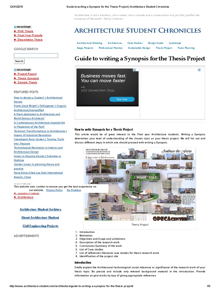 Guide To Writing A Synopsis PDF | PDF | Thesis | Case Study