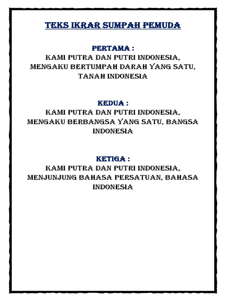 Teks Ikrar Sumpah Pemuda | PDF | Perjalanan | Kajian Bahasa Asing