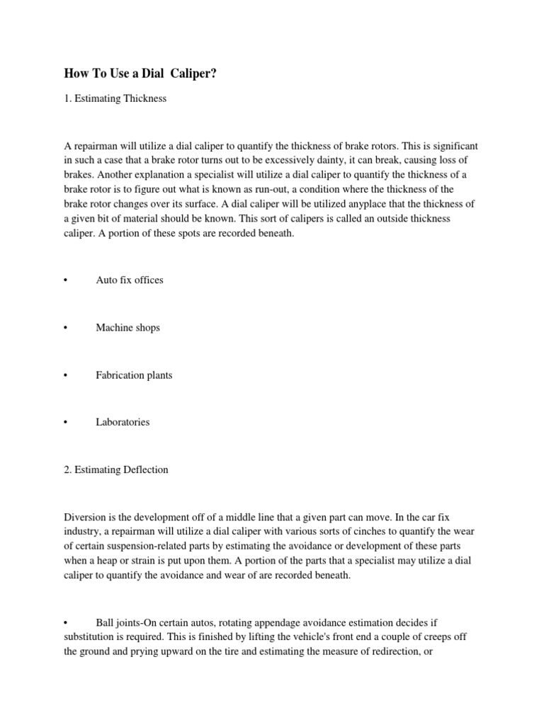 How To Use A Dial Caliper? | PDF | Brake | Tire