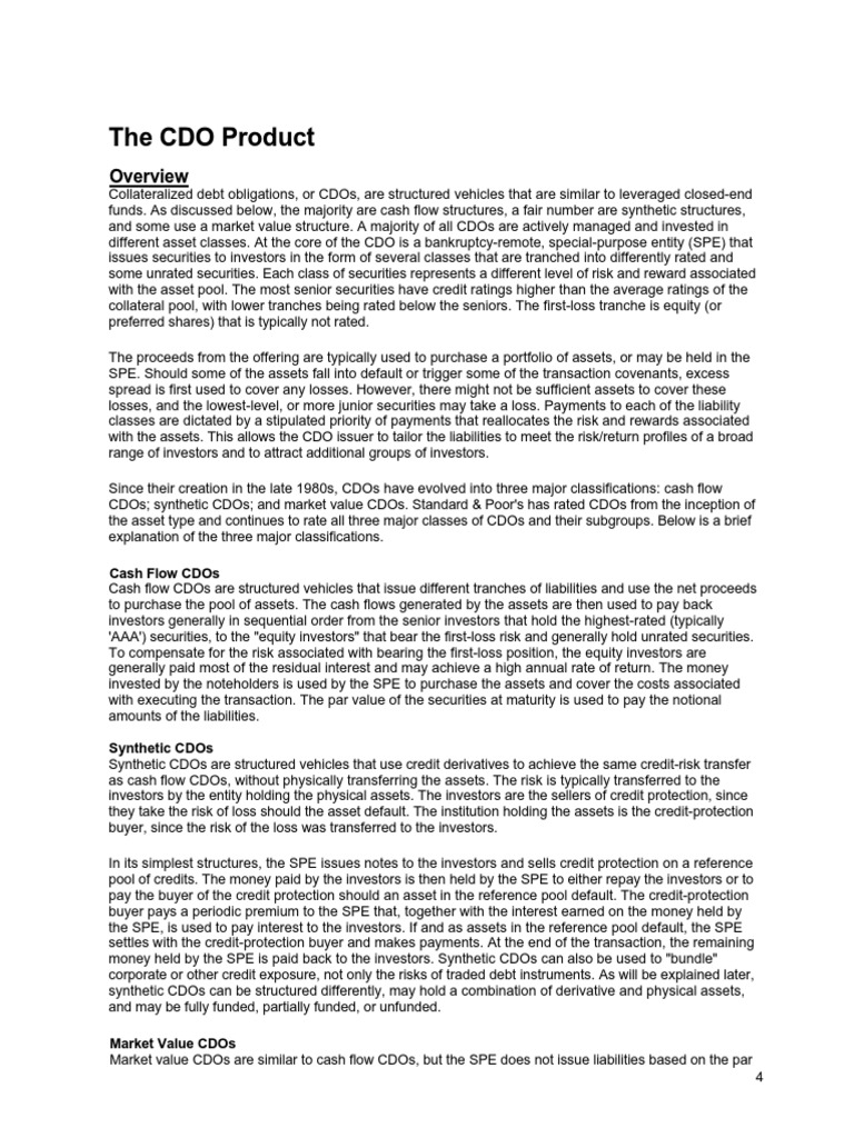 Types of CDOs | PDF | Collateralized Debt Obligation | Asset Backed ...