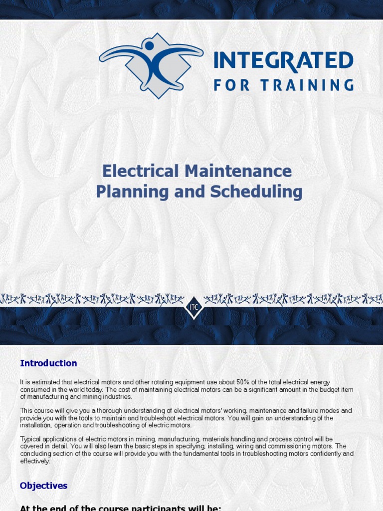 Electrical Maintenance Planning and Scheduling 2 | PDF | Electric Motor ...