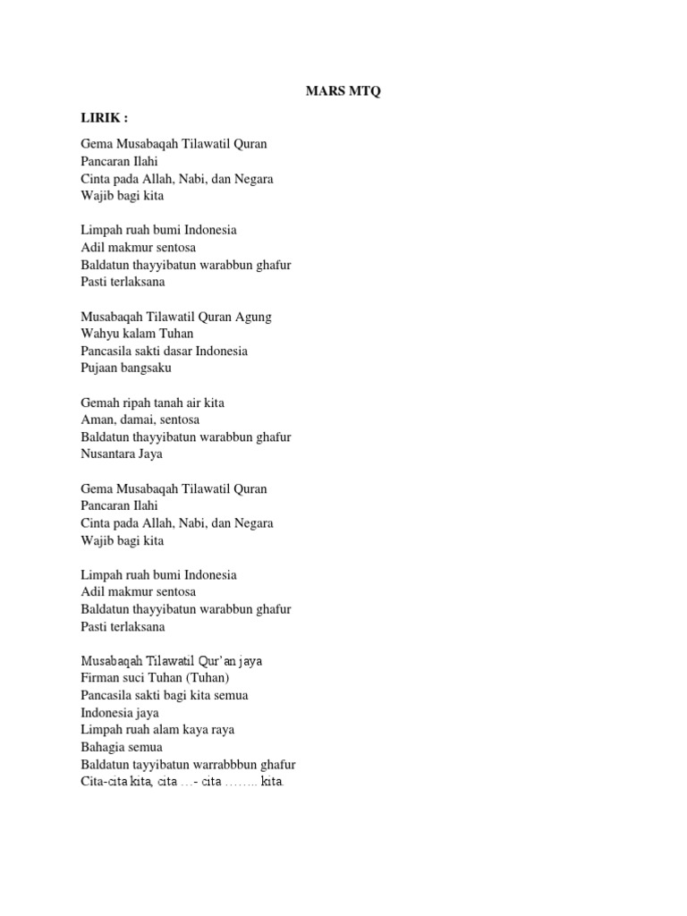 Mars MTQ Lirik | PDF
