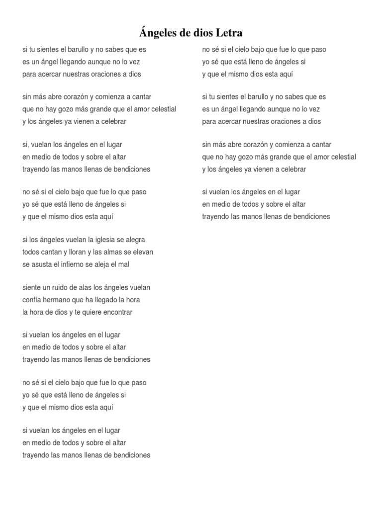 Ángeles de dios Letra