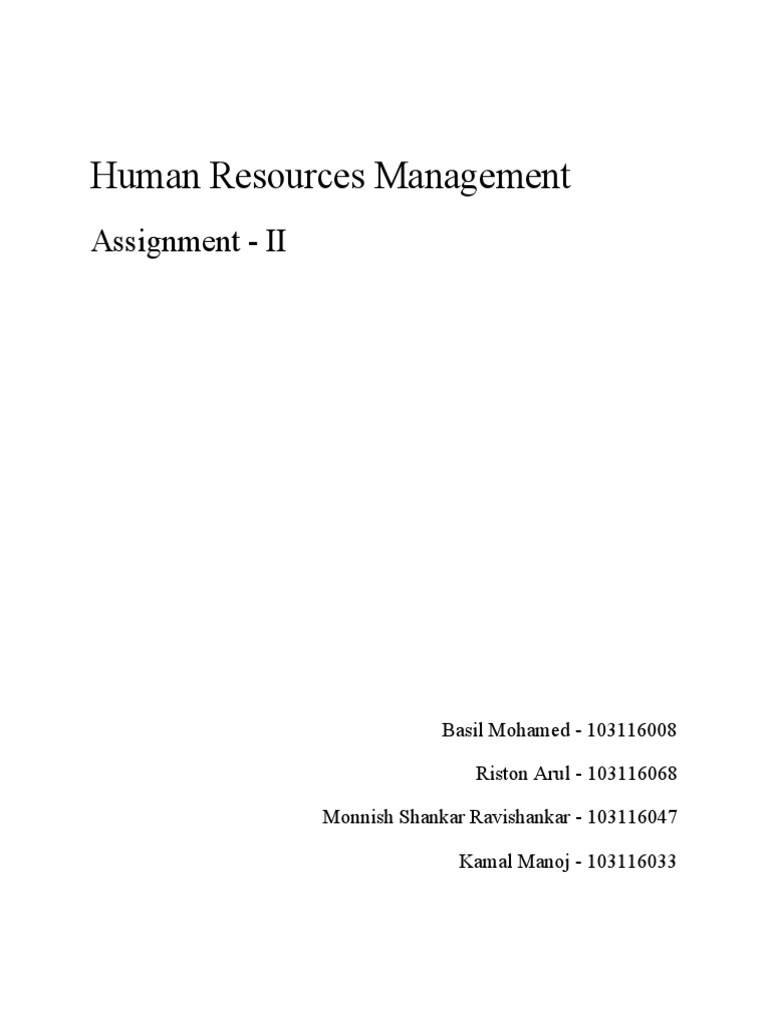 Human Resources Management: Assignment - II | PDF | Teachers | Classroom