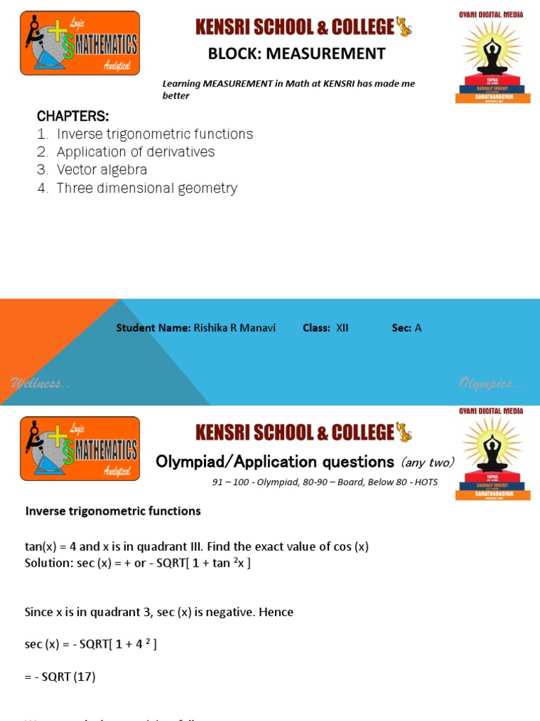 1 - MATH - Measurement Completed | PDF | Trigonometric Functions ...