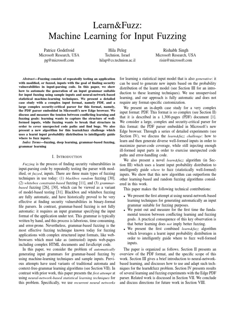 Machine Learning for Intelligent Input Fuzzing: A Case Study on Automatically Generating PDF ...