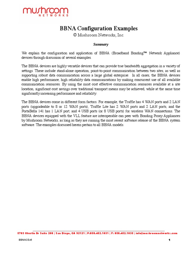 BBNA Configuration Examples: Mushroom Networks, Inc | PDF | Ip Address ...