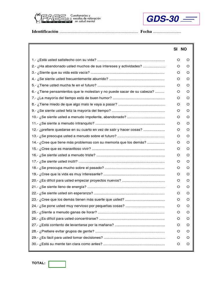 Gds-30 Depresión Geriátrica | PDF | Violencia | Deportes