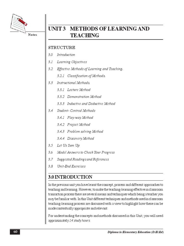 Unit 3 Methods of Learning and Teaching: Structure | PDF | Triangle ...
