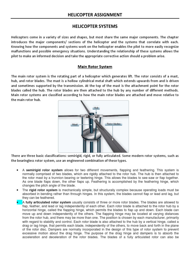 Helicopter Assignment Helicopter Systems: Main Rotor System | PDF ...