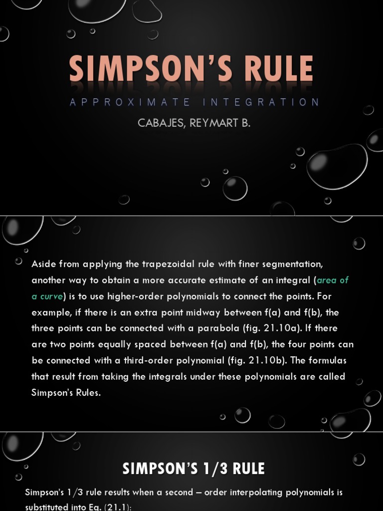 Simpsons 1/3 & 3/8 Rule. Cabajes Report | PDF | Integral ...