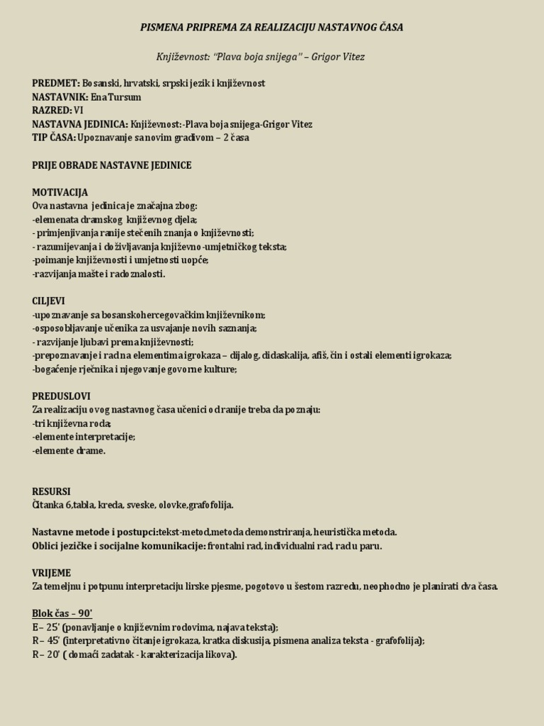 Plava Boja Snijega - G.Vitez (Obrada) | PDF