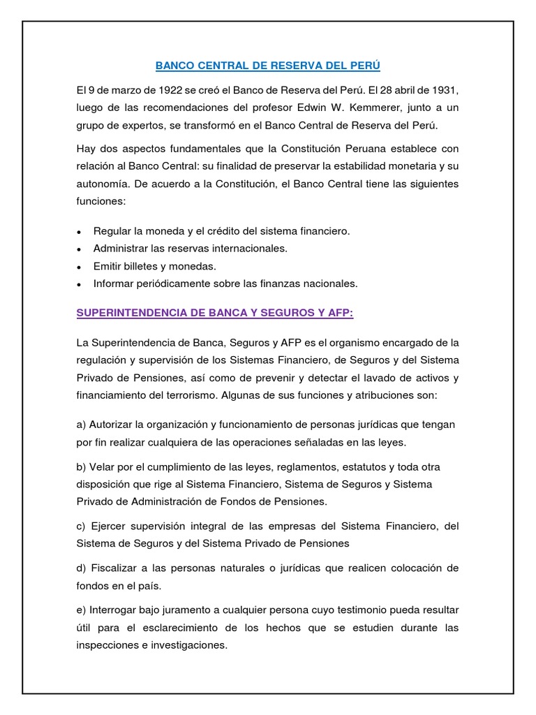 BCRP, SBS y AFP | PDF