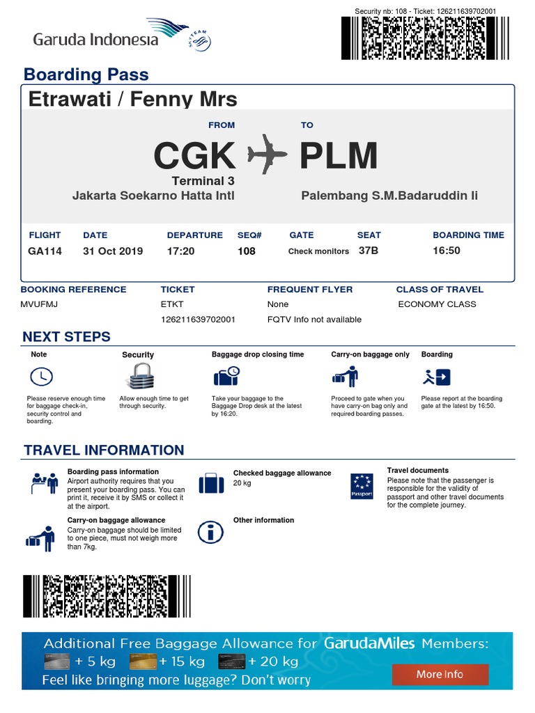 Contoh Boarding Pass | PDF | Aviation | Transport