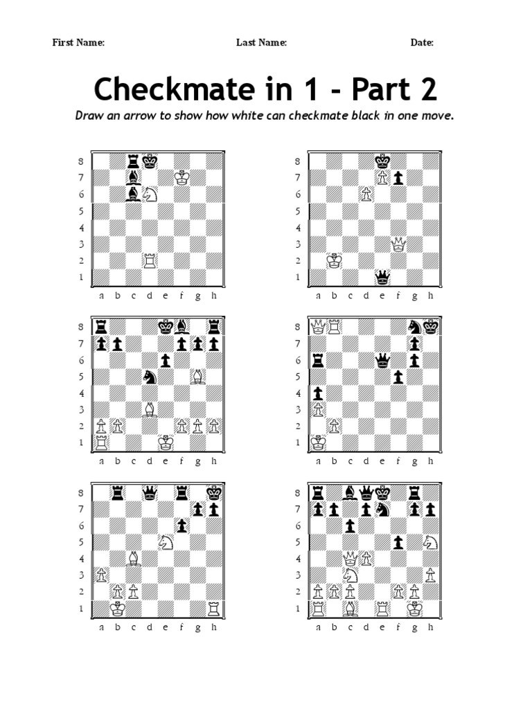 Checkmate in 1 - Part 2: Draw An Arrow To Show How White Can Checkmate ...