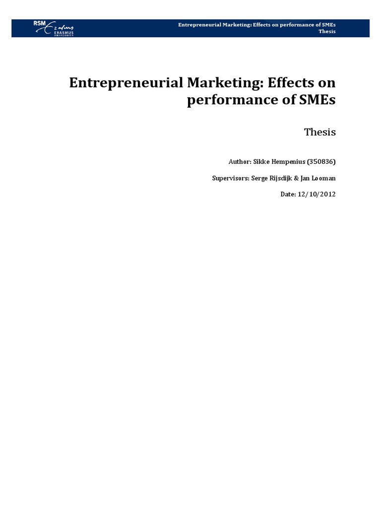 Hempenius Master Thesis | PDF | Recession | Entrepreneurship