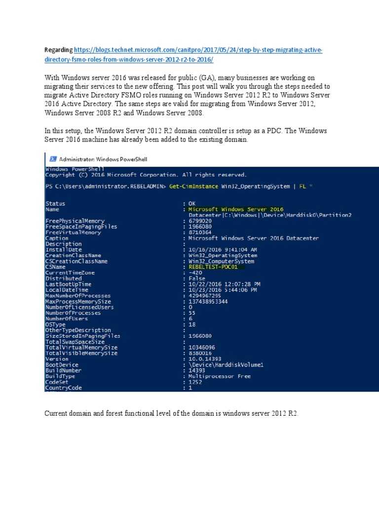 Migrate AD FSMO Roles and Upgrade Domain/Forest Levels to Windows ...