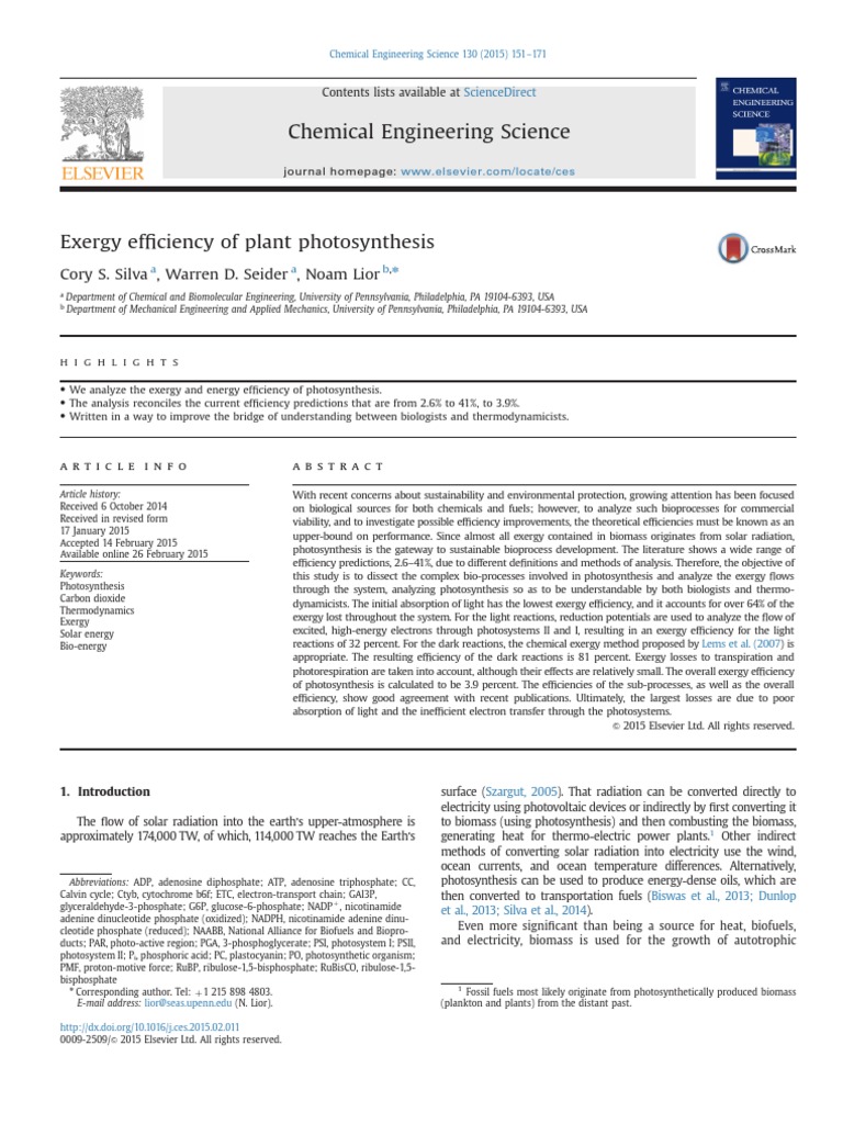 Chemical Engineering Science: Cory S. Silva, Warren D. Seider, Noam ...