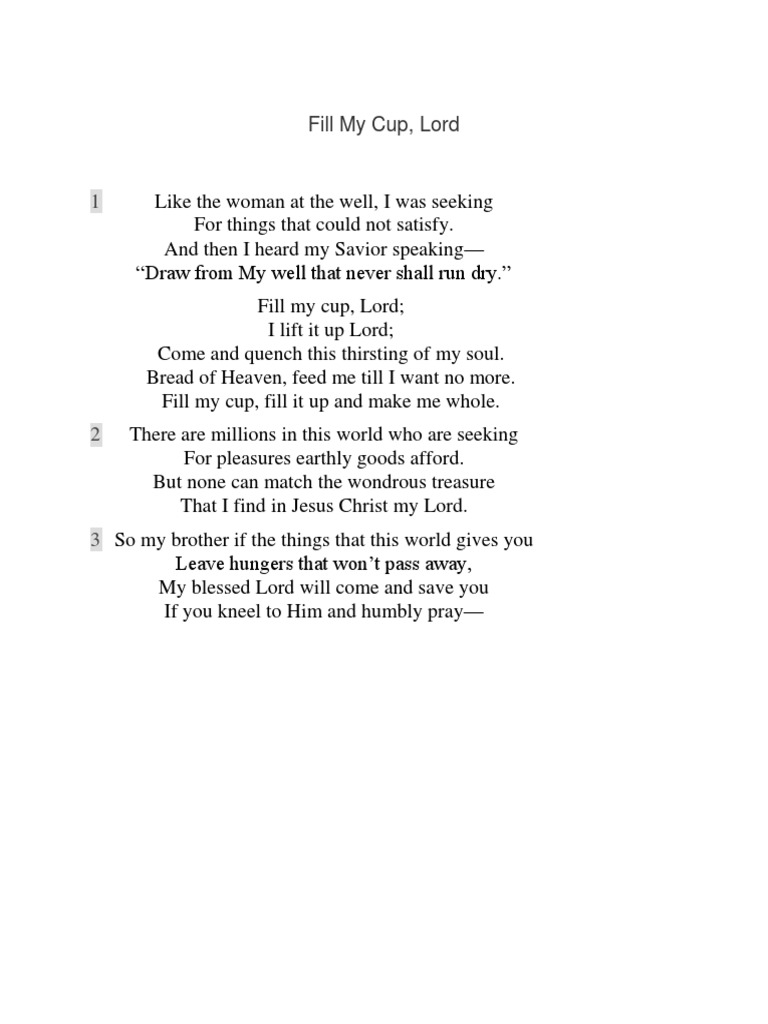 Fill My Cup | PDF