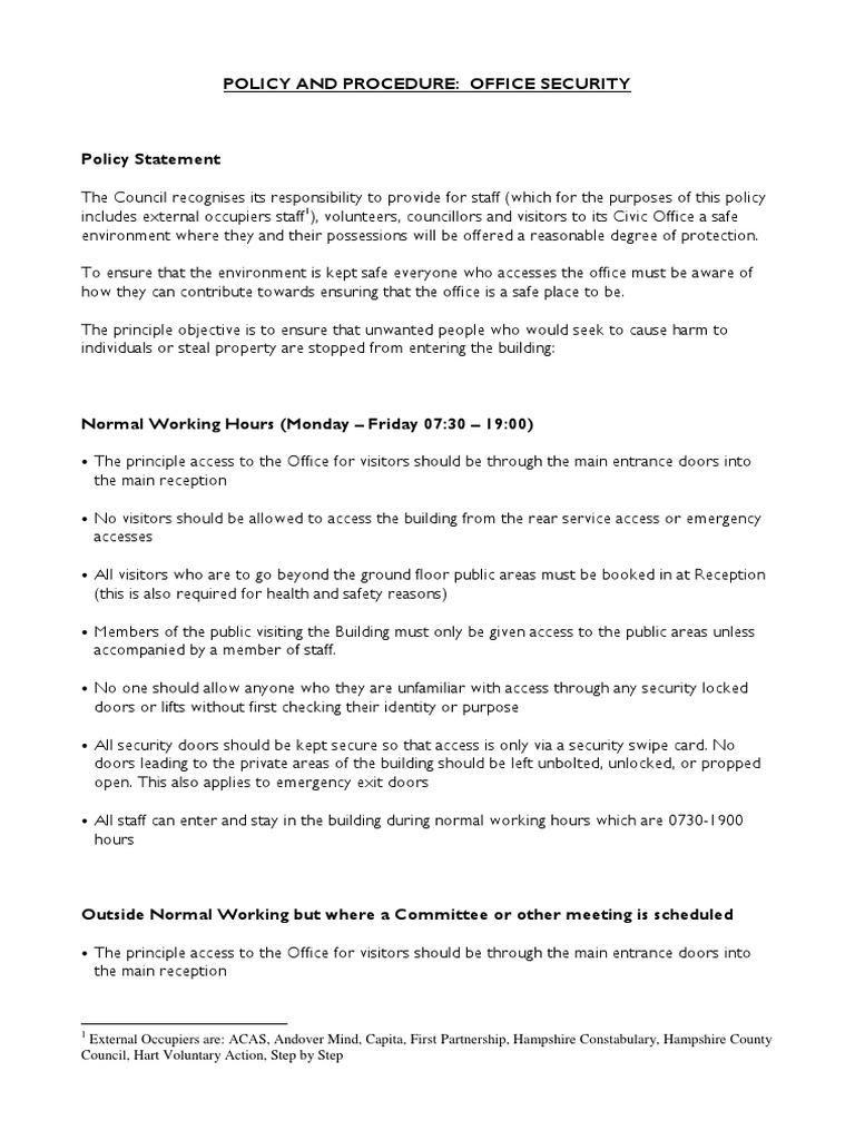 Office Security Guidelines | PDF | Security | Closed Circuit Television