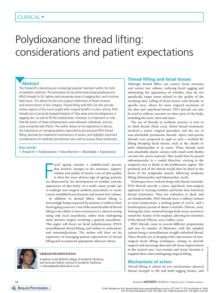 Polydioxanone Thread Lifting | PDF | Surgical Suture | Patient
